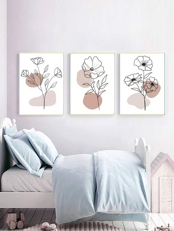 3pcs Floral Pattern Unframed Painting | SHEIN UK