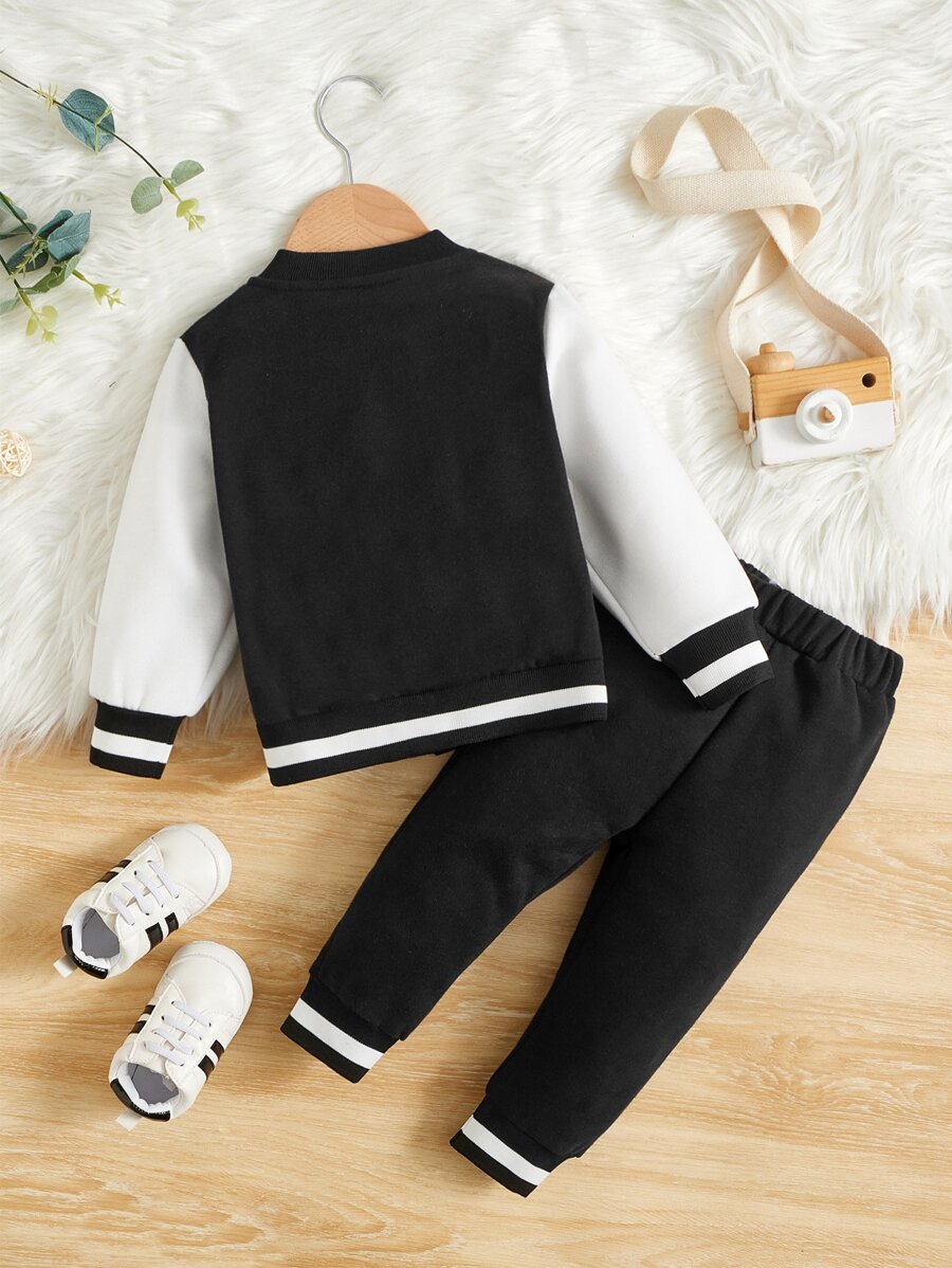 SHEIN Genkimix Kids Baby Boy Letter Graphic Colorblock Bomber Jacket ...