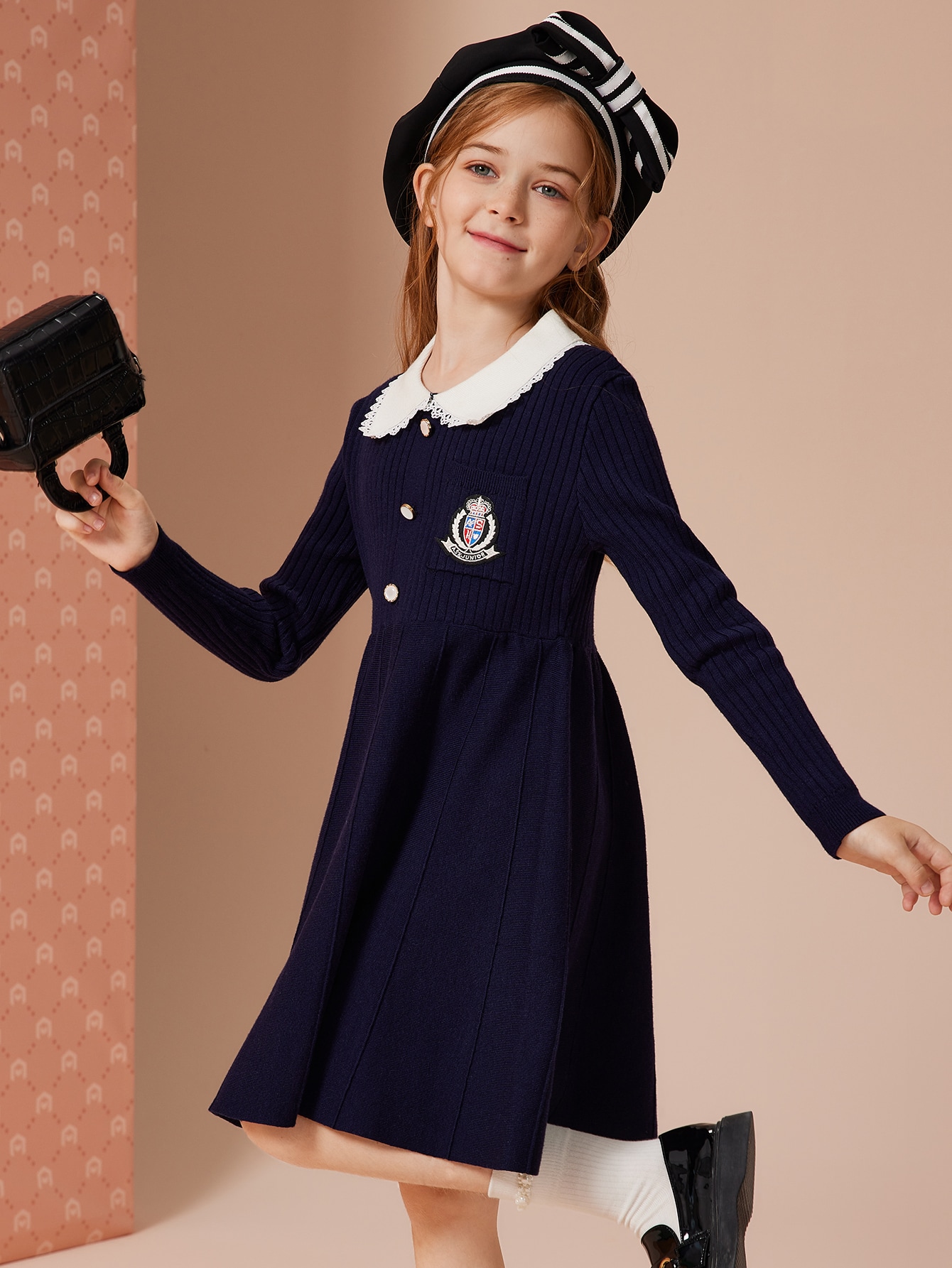 Tween Girl Dress With Collar, Preppy Style Princess Dress, Suitable For ...