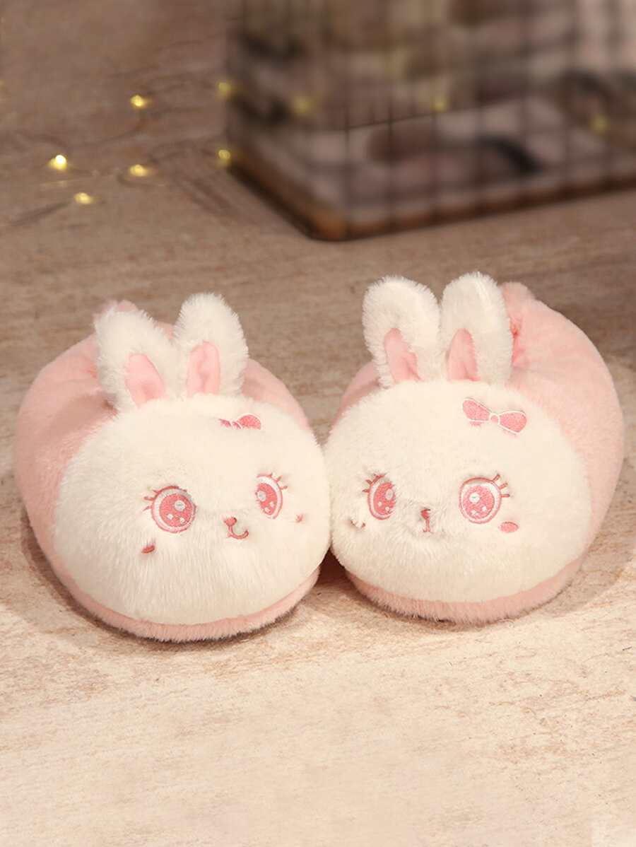 A pair of cute rabbit slippers plush slippers indoor household animal ...