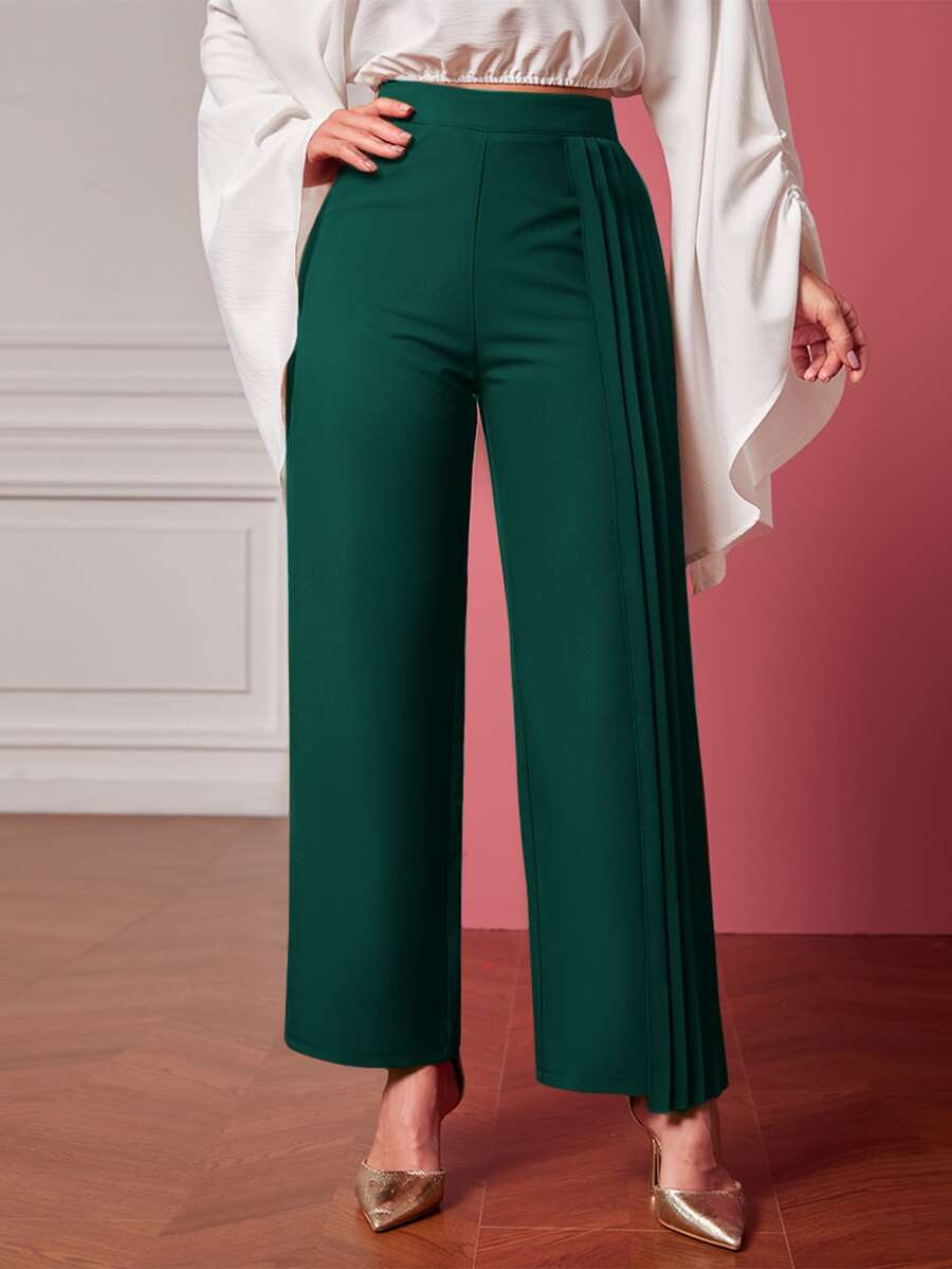 Mulvari Pleated Panel Straight Leg Pants | SHEIN