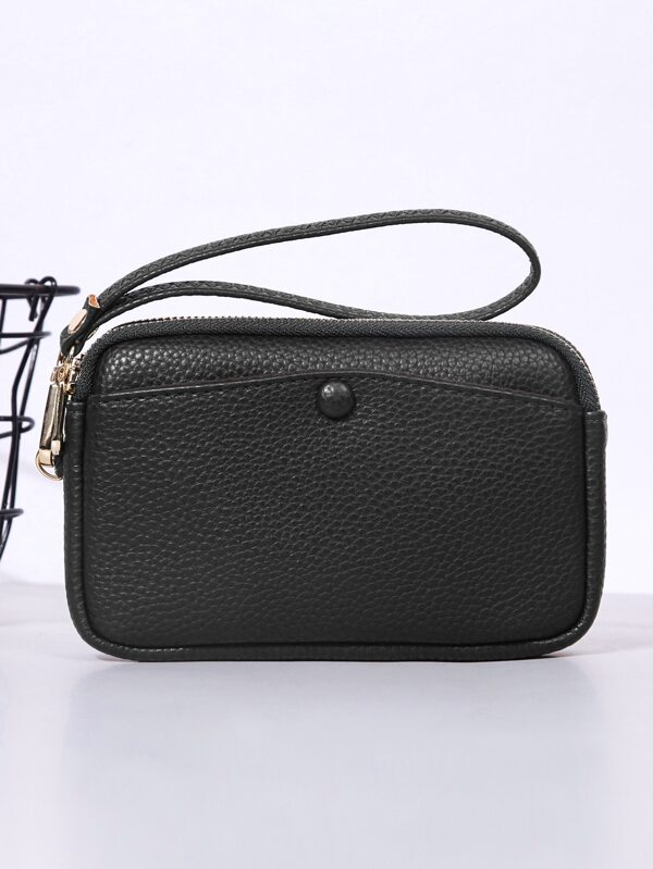 Litchi Embossed Long Wallet With Wristlet Purse Pouch Shoulder Bag ...