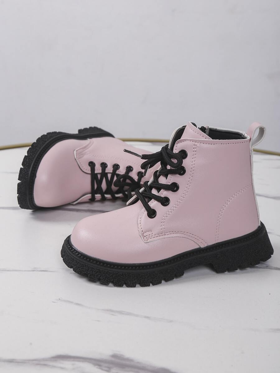 Girls Lace-up Front Zipper Side Combat Boots | SHEIN USA