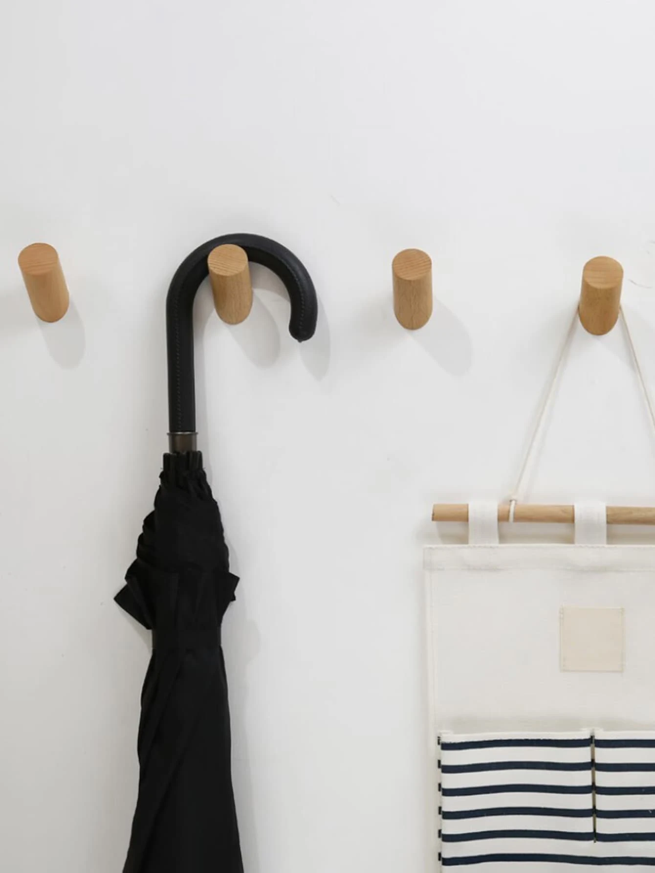1pc Wooden Hanging Punching Wall Hook, Nordic Wall Hanger Hold Up To ...