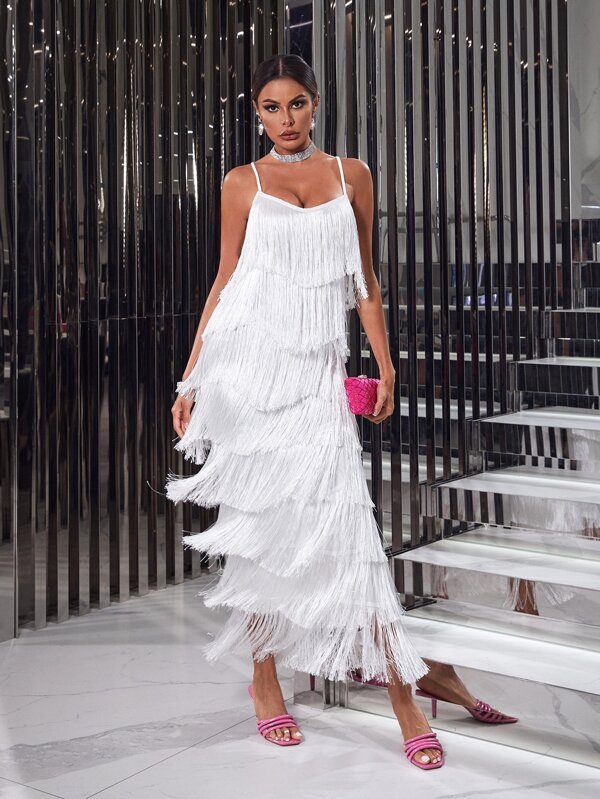 Shein Bae Layered Fringe Trim Cami Dress Shein Usa