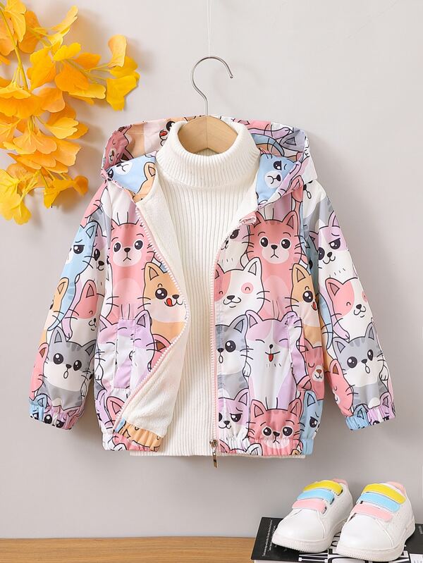 SHEIN Kids QTFun Toddler Girls Allover Cartoon Graphic Thermal Lined ...
