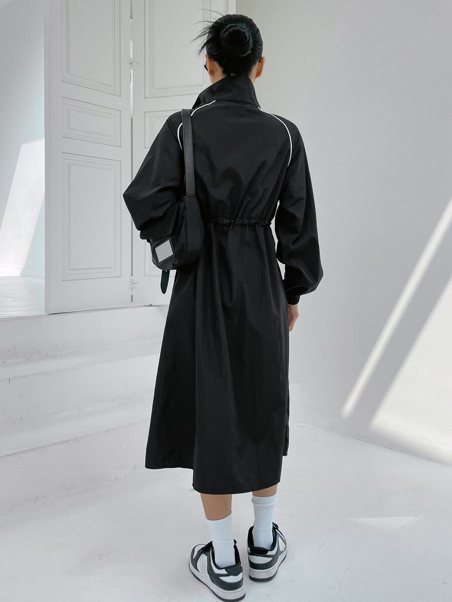 DAZY Solid Drop Shoulder Drawstring Shirt Dress | SHEIN USA