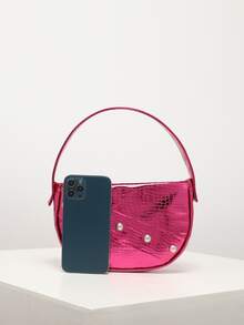 Bolsa Mini Satchel Com Estampa Croco | SHEIN PT