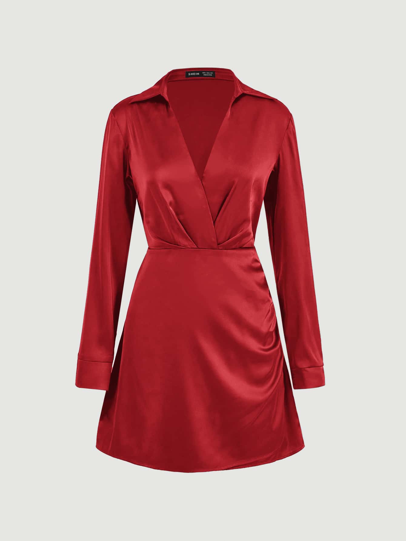 SHEIN Privé Solid Ruched Satin Dress | SHEIN USA