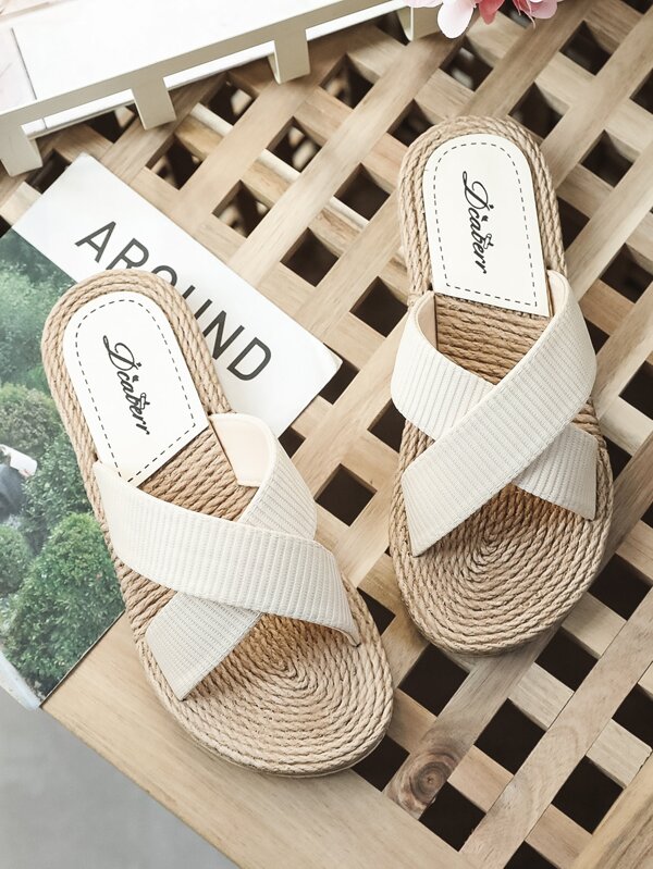 Women Minimalist Cross Strap Slide Sandals, Fashion Outdoor EVA Casual ...