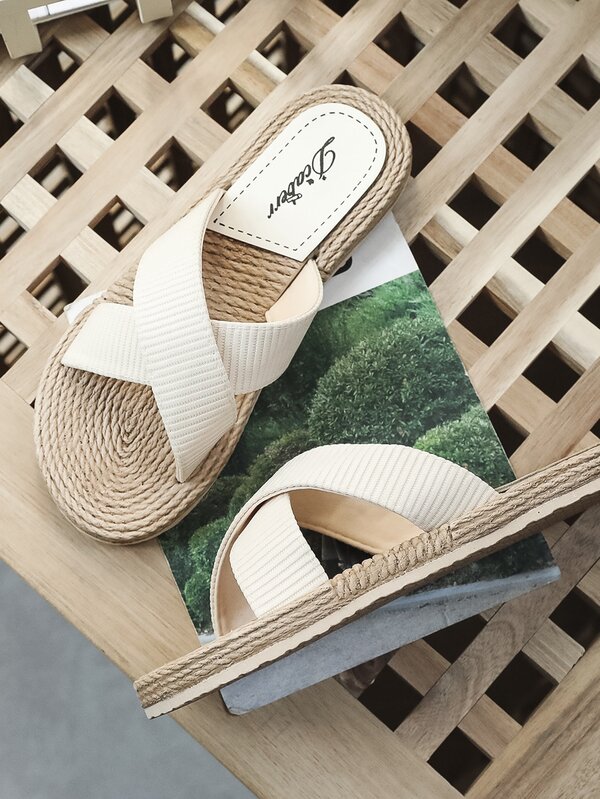 Women Minimalist Cross Strap Slide Sandals, Fashion Outdoor EVA Casual ...