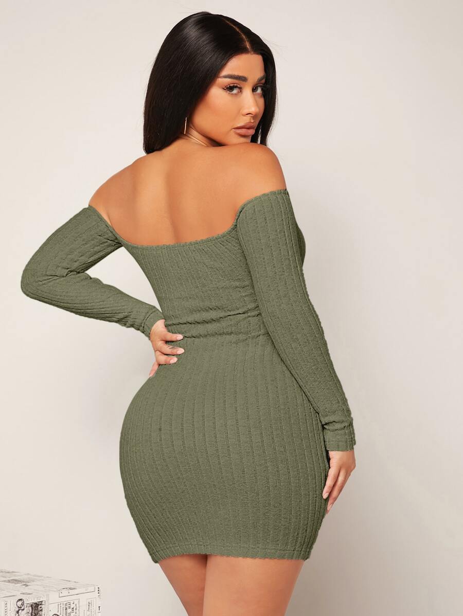 Shein Sxy Off Shoulder Single Breasted Bodycon Dress Shein Usa