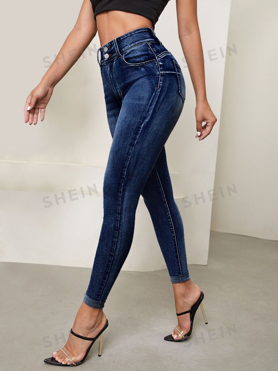 SHEIN Essnce High Waist Bleach Wash Skinny Jeans for Sale Australia ...