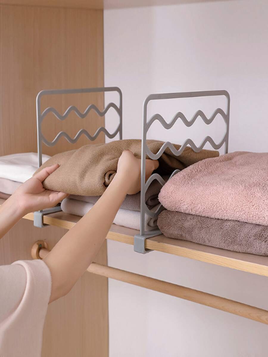 1pc Plastic Wardrobe Partition Rack, Chevron Decor Adjustable Divider ...