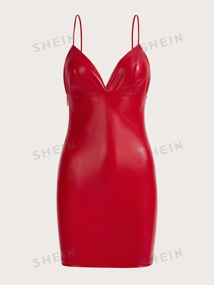 SHEIN ICON Solid PU Leather Bodycon Dress | SHEIN UK