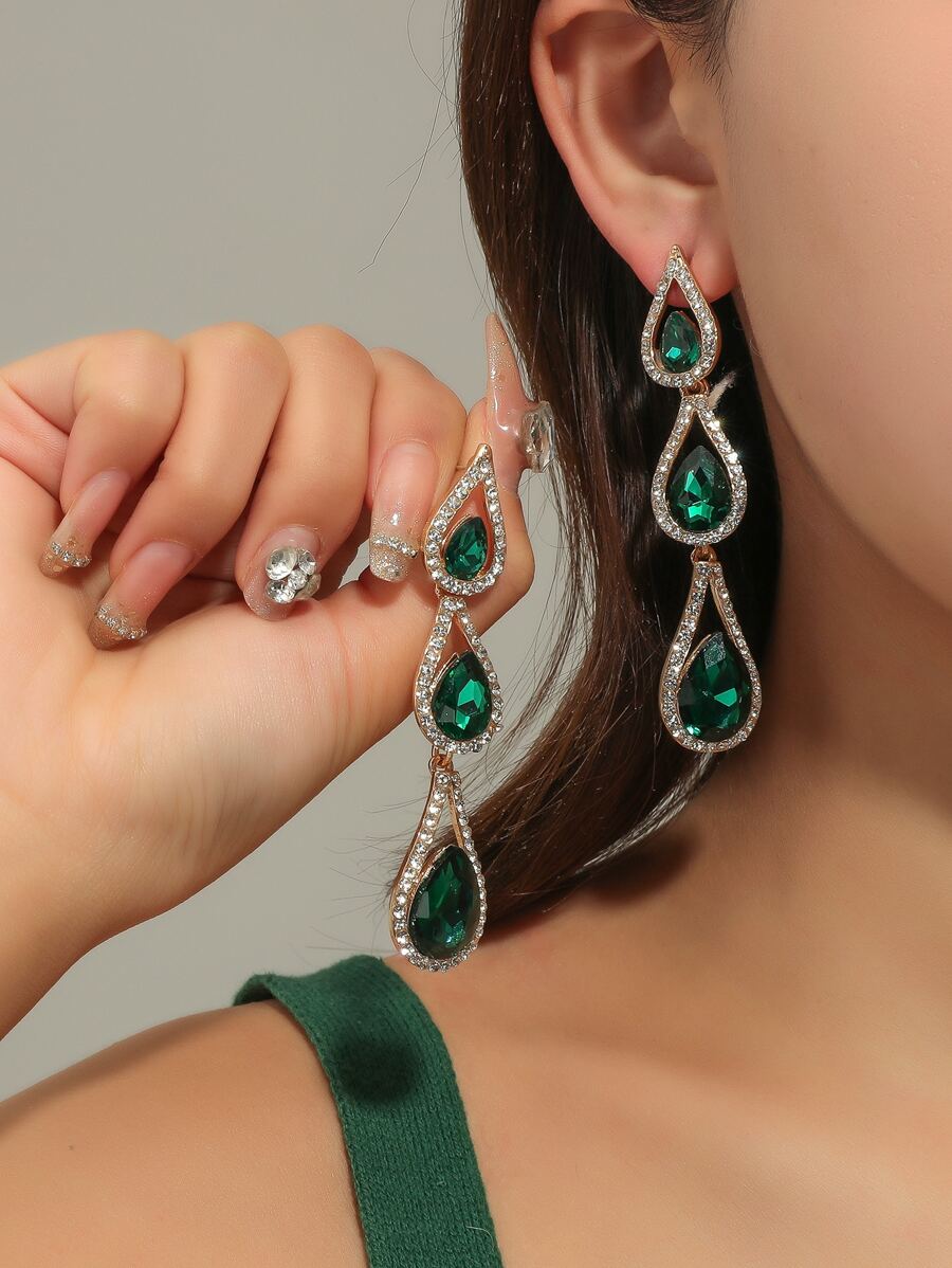 Rhinestone Water Drop Earrings | SHEIN USA