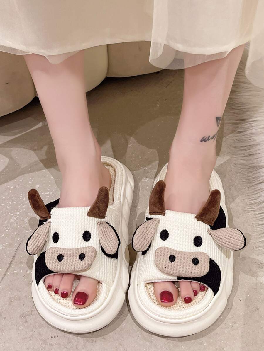 Women's Stylish & Comfortable Round Toe Open-toe Cute Cow Head Element ...