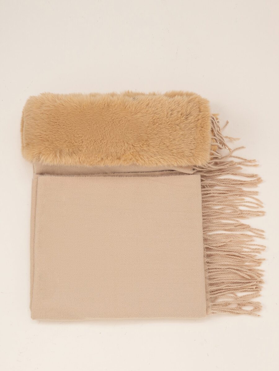 Fuzzy Fringe Hem Scarf | SHEIN EUR