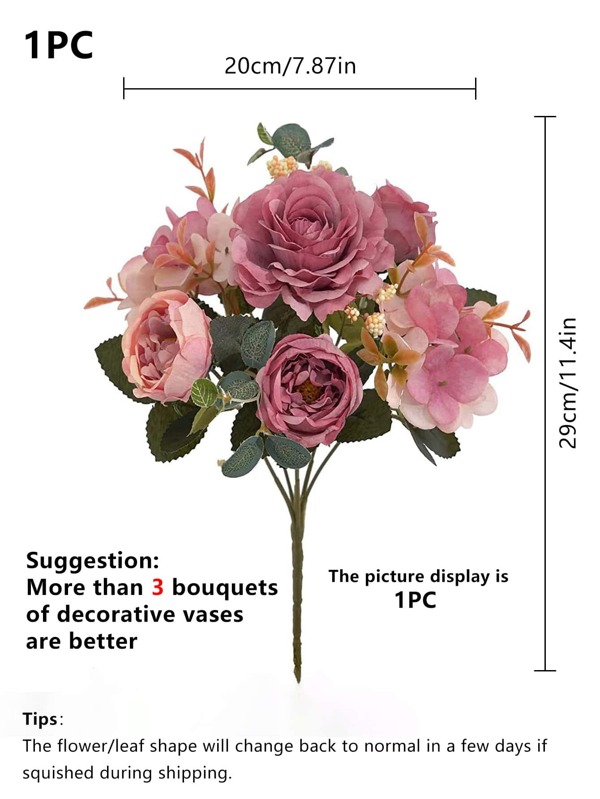 1pc Artificial Flower Bouquet With 6pcs Head, Plastic Artificial Flower ...