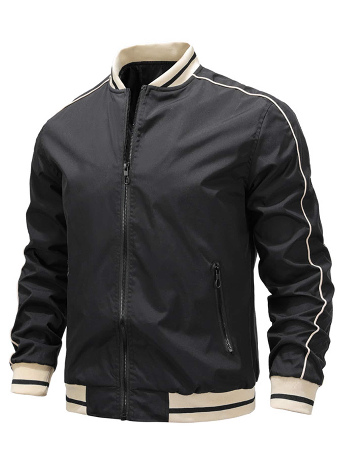 Men Contrast Piping Striped Trim Bomber Jacket | SHEIN USA
