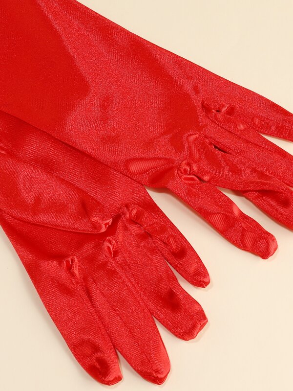 1pair Ladies' Red Long Satin Gloves, Elegant And Simple Pair Perfectly ...