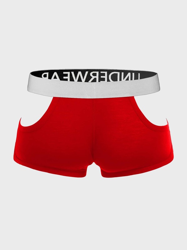 Men Cut Out Contrast Letter Tape Boxer Brief | SHEIN USA