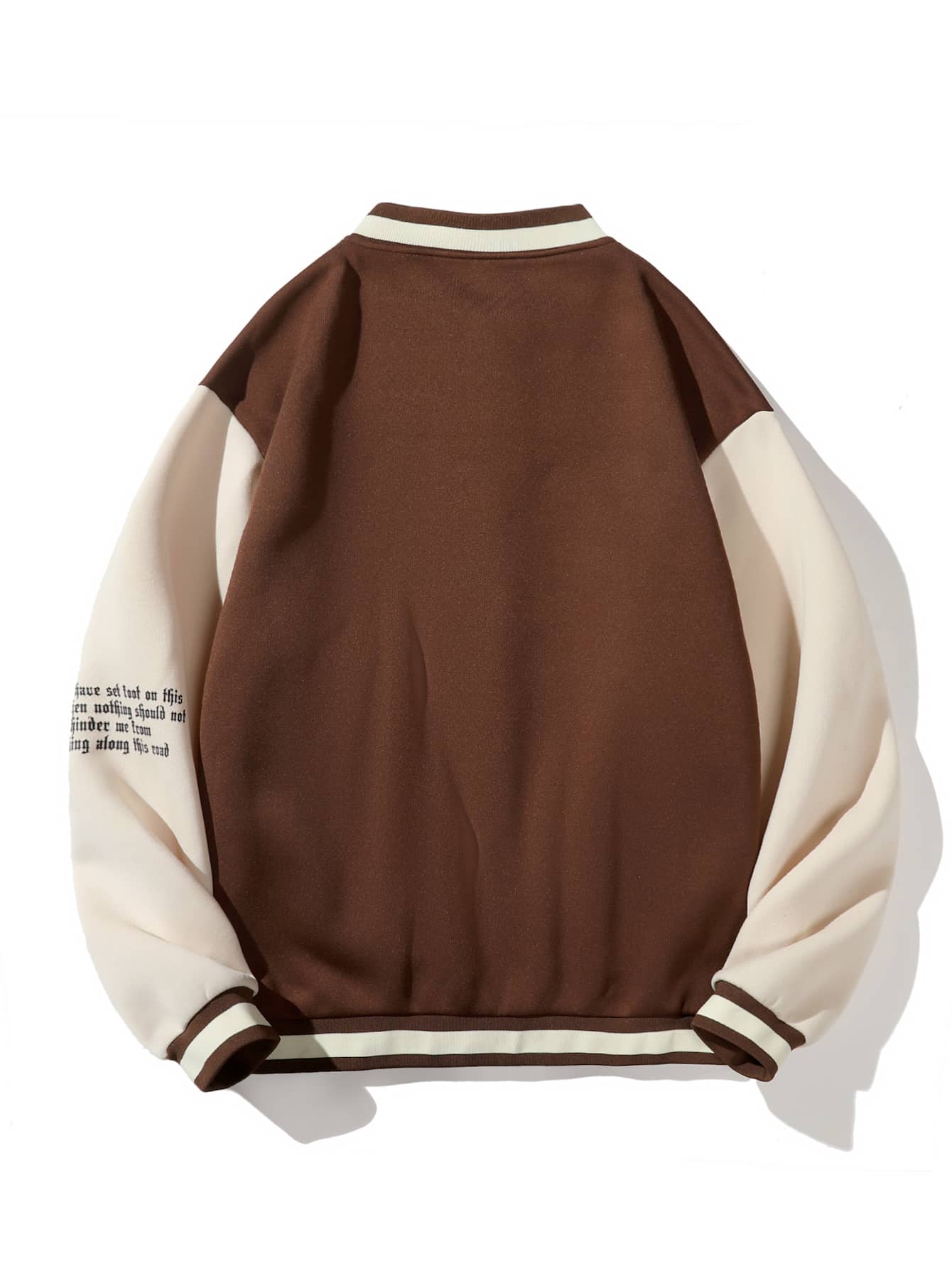 ROMWE Prep Men Slogan Graphic Striped Trim Colorblock Thermal Lined ...