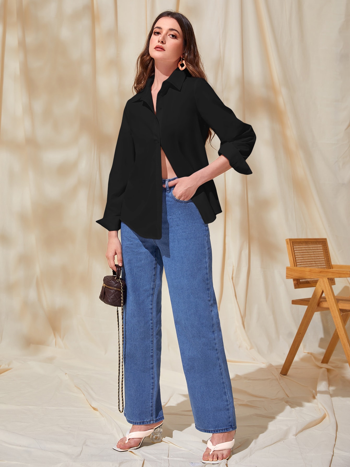 Shein Mulvari Solid Button Front Shirt Shein Uk