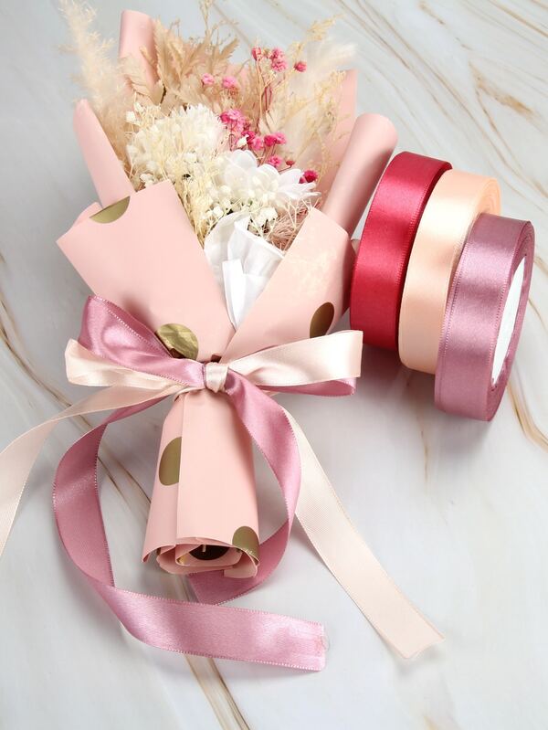3rolls Solid Gift Wrapping Ribbon | SHEIN USA