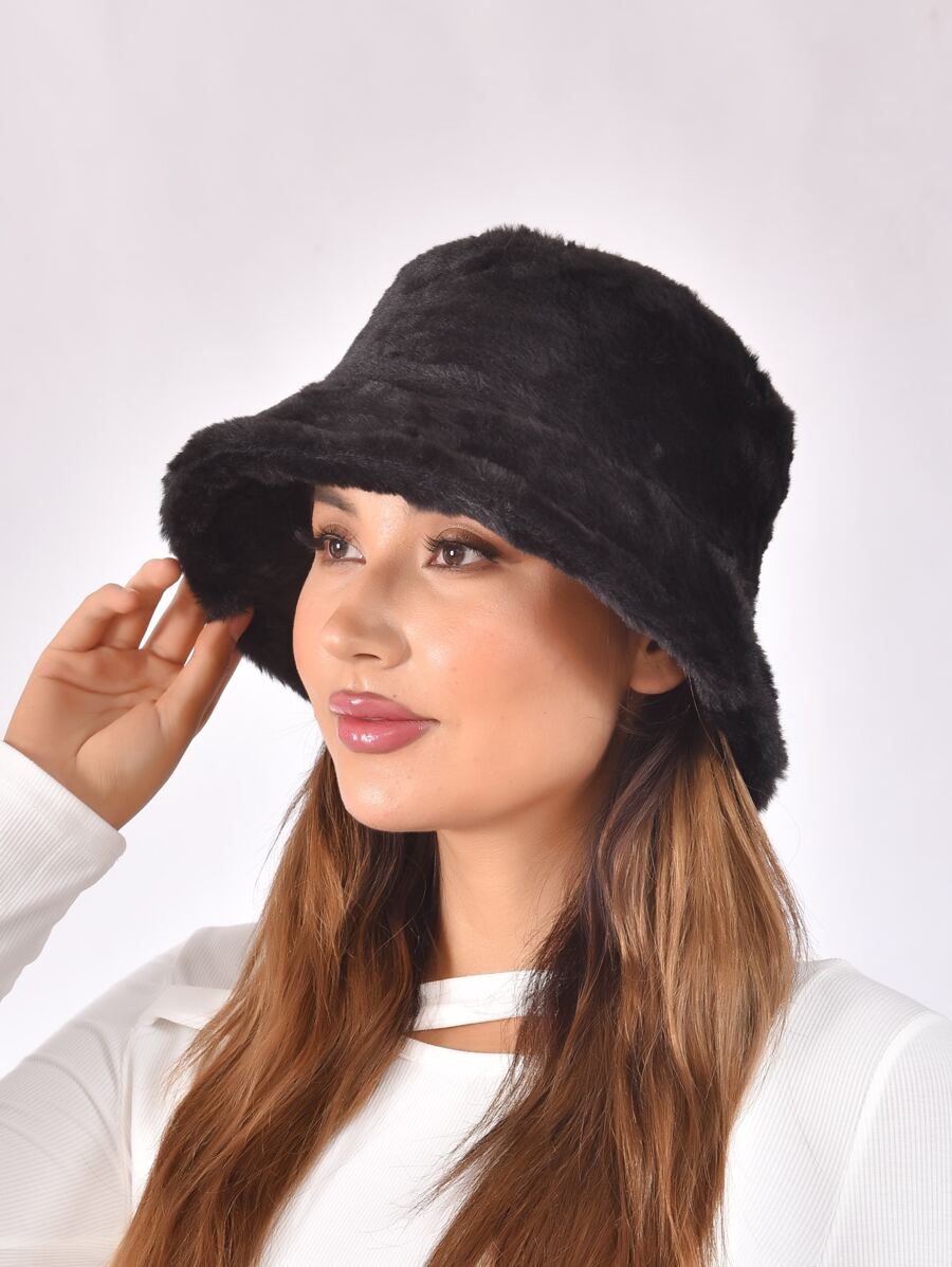 Solid Fluffy Bucket Hat | SHEIN USA