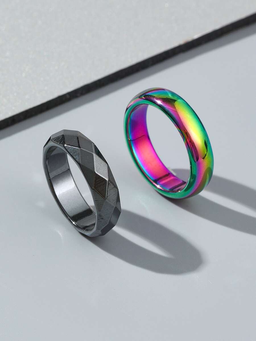 Fashionable and Popular 2pcs Men Holographic Ring for Jewelry Gift and ...