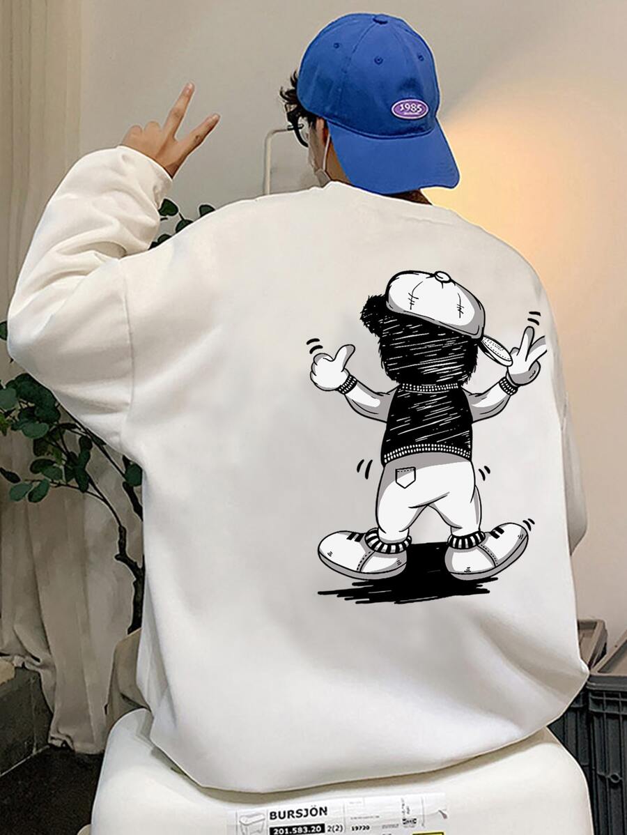 Manfinity EMRG Sweat-shirt Homme Oversize À Dessin Animé À Épaules ...