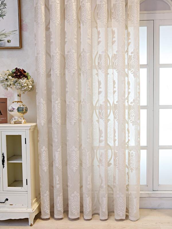 Damask Pattern Single Panel Sheer Curtain | SHEIN USA