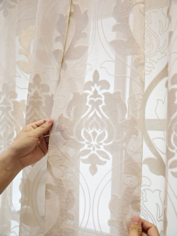 Damask Pattern Single Panel Sheer Curtain | SHEIN USA