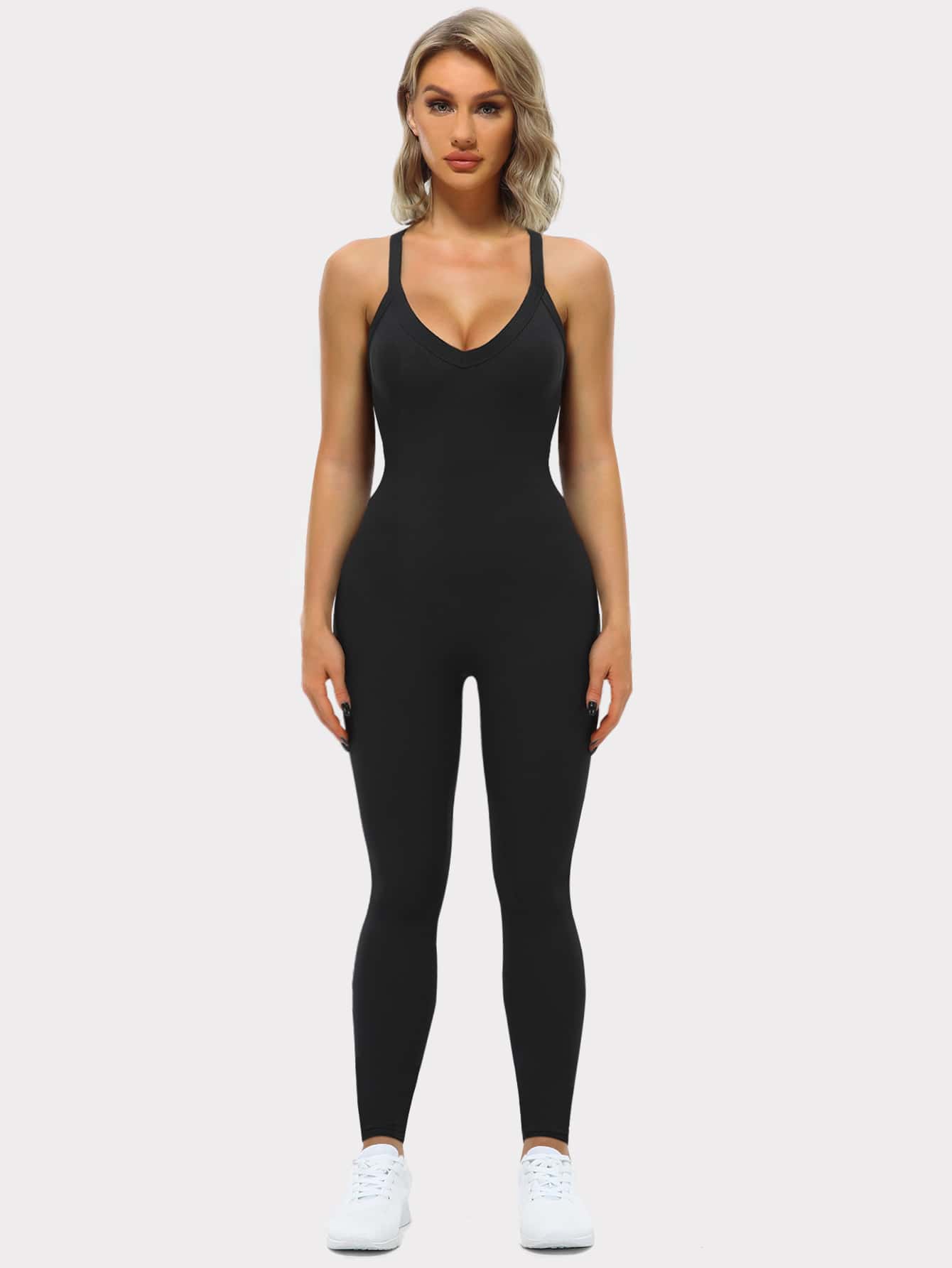 VUTRU Women's Sexy Sports Jumpsuit With Deep V-neck And Crossed Back ...