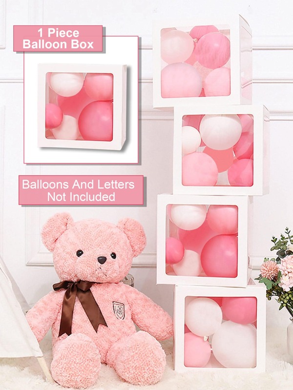 1pc 25cm Paper Balloon Box, Minimalist Transparent Square Party ...