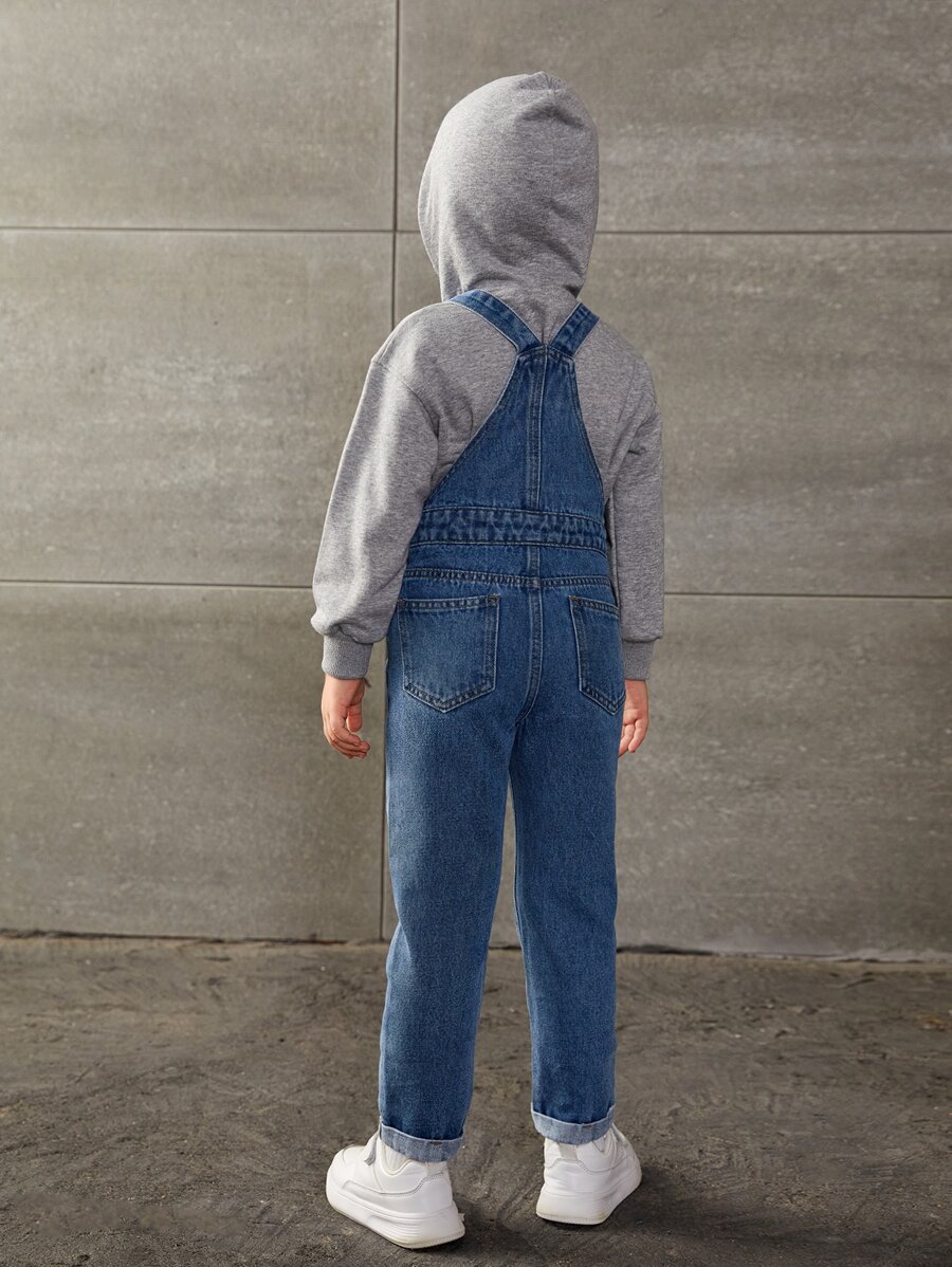 Young Girl Patched Pocket Denim Overalls | SHEIN USA