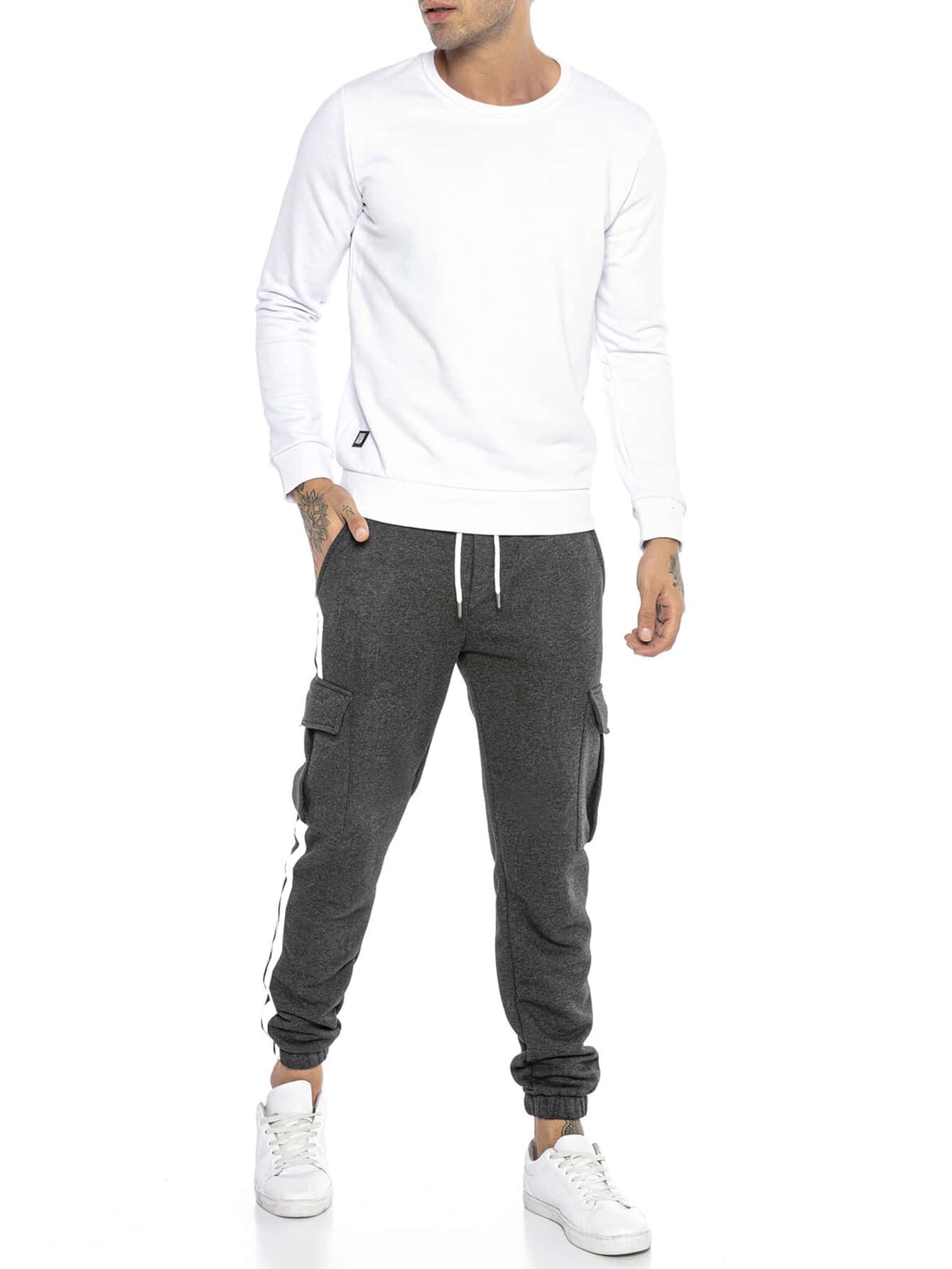 Manfinity Men Contrast Panel Drawstring Waist Joggers | SHEIN UK