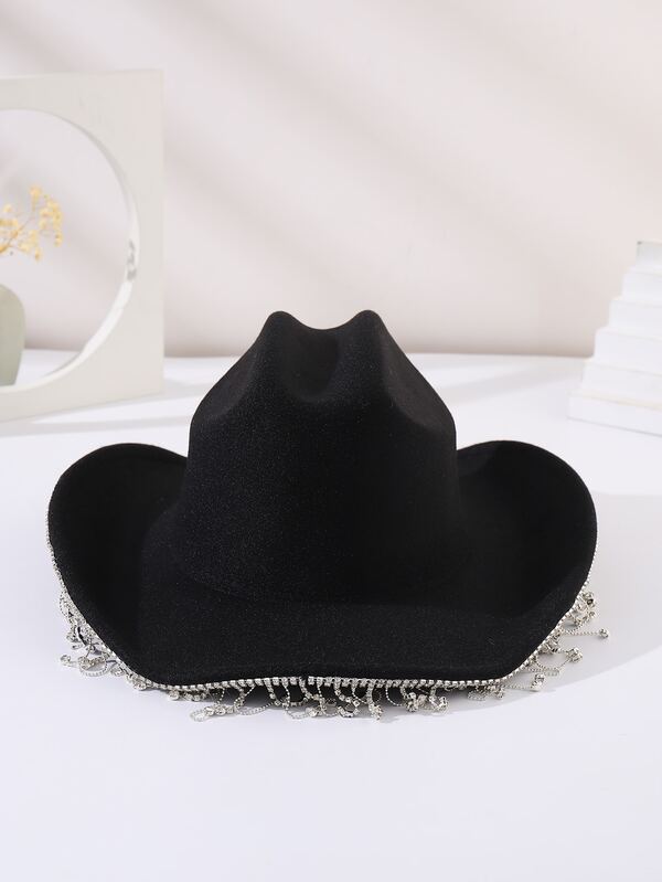 Rhinestone Tassel Decor Fedora Hat | SHEIN USA
