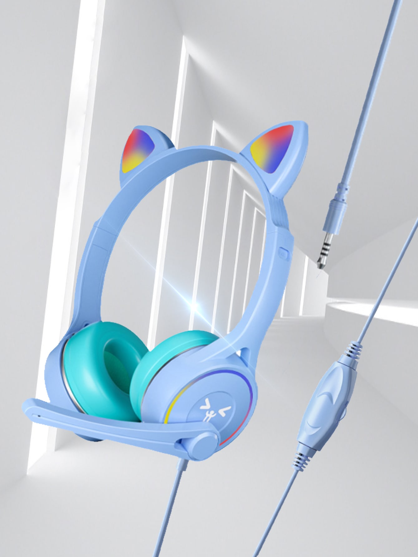 Cat Ear Decor Wired Headset With Microphone