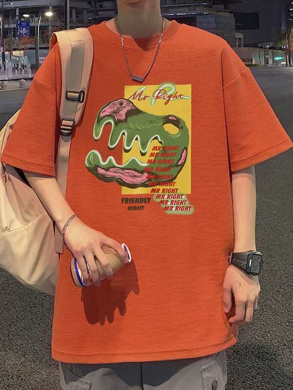 Manfinity Emrg Hombres Camiseta Con Estampado De Dibujos Animados Y