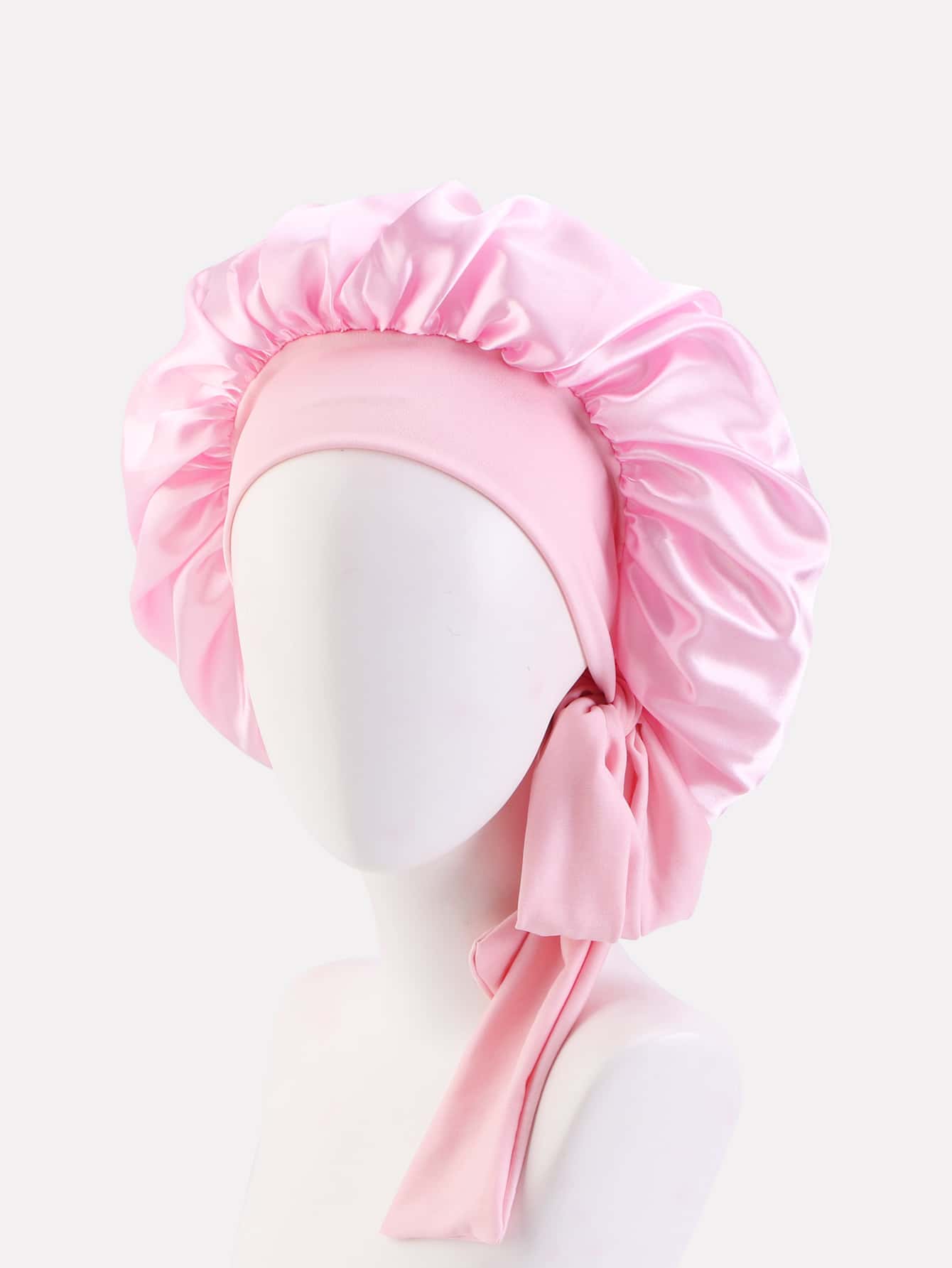1pc Women's Stretchy Thick Fabric Bonnet With Ribbon Bow, Silk Satin ...