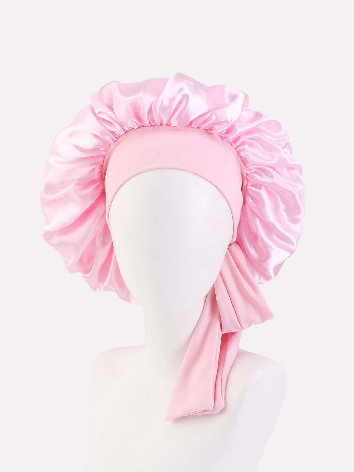 1pc Women's Stretchy Thick Fabric Bonnet With Ribbon Bow, Silk Satin ...