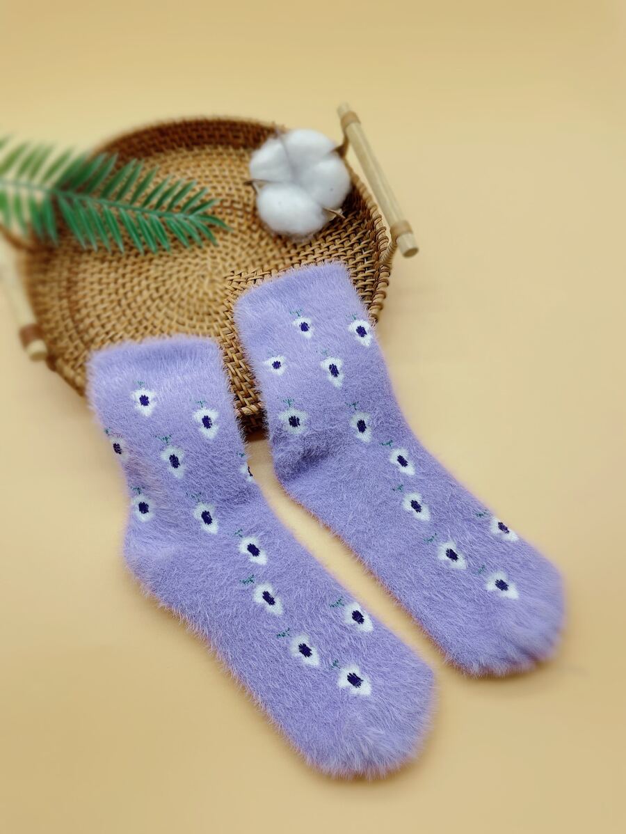 Graphic Fuzzy Crew Socks | SHEIN USA
