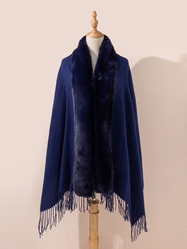Fuzzy Trim Shawl | SHEIN UK