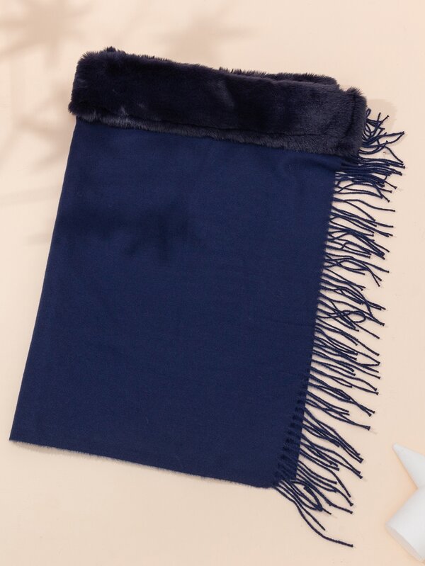 Fuzzy Trim Shawl | SHEIN UK