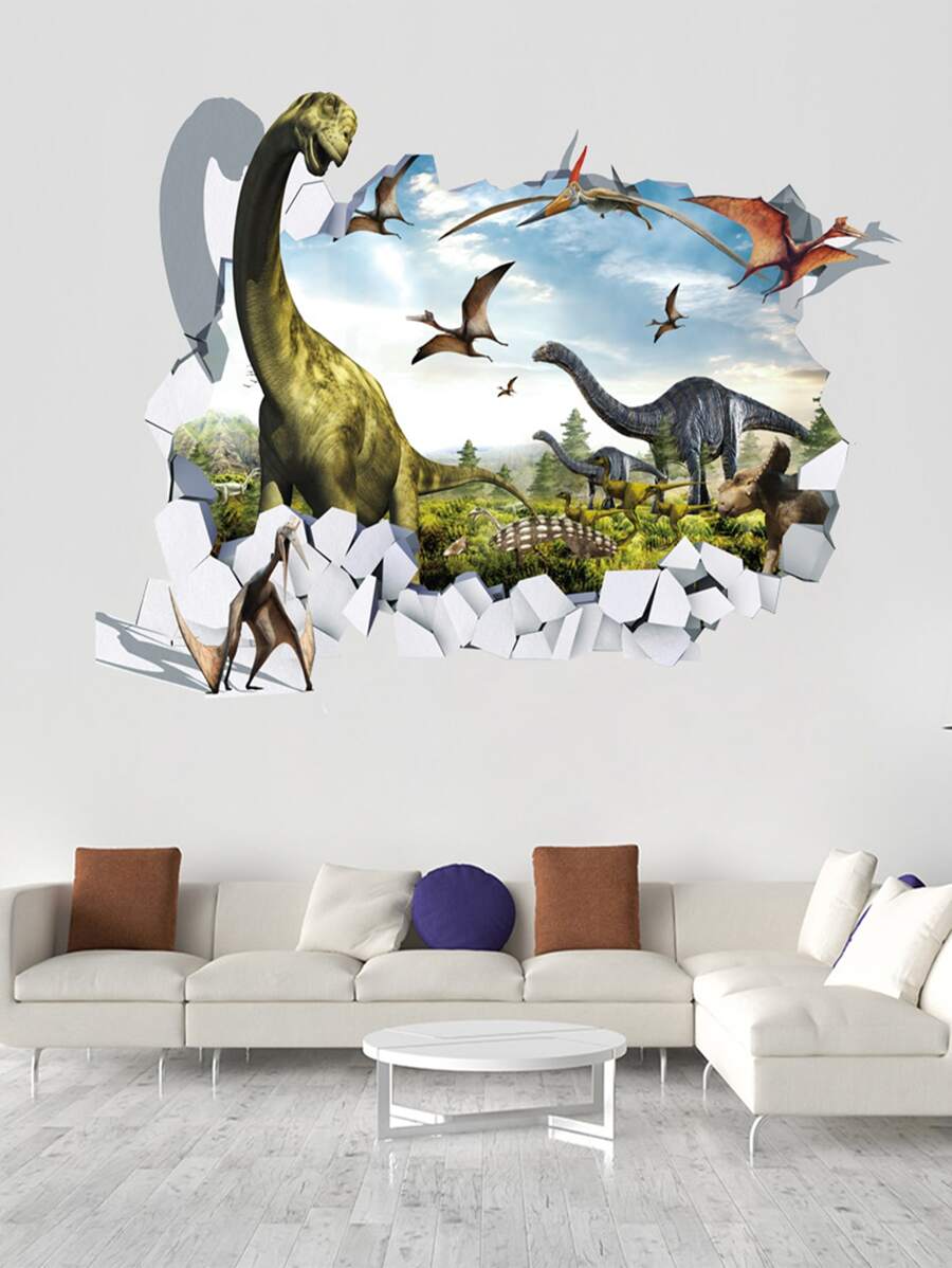 1Pc 3D Break Through Wall Sticker, Self-Adhesive Realistic Dinosaur ...