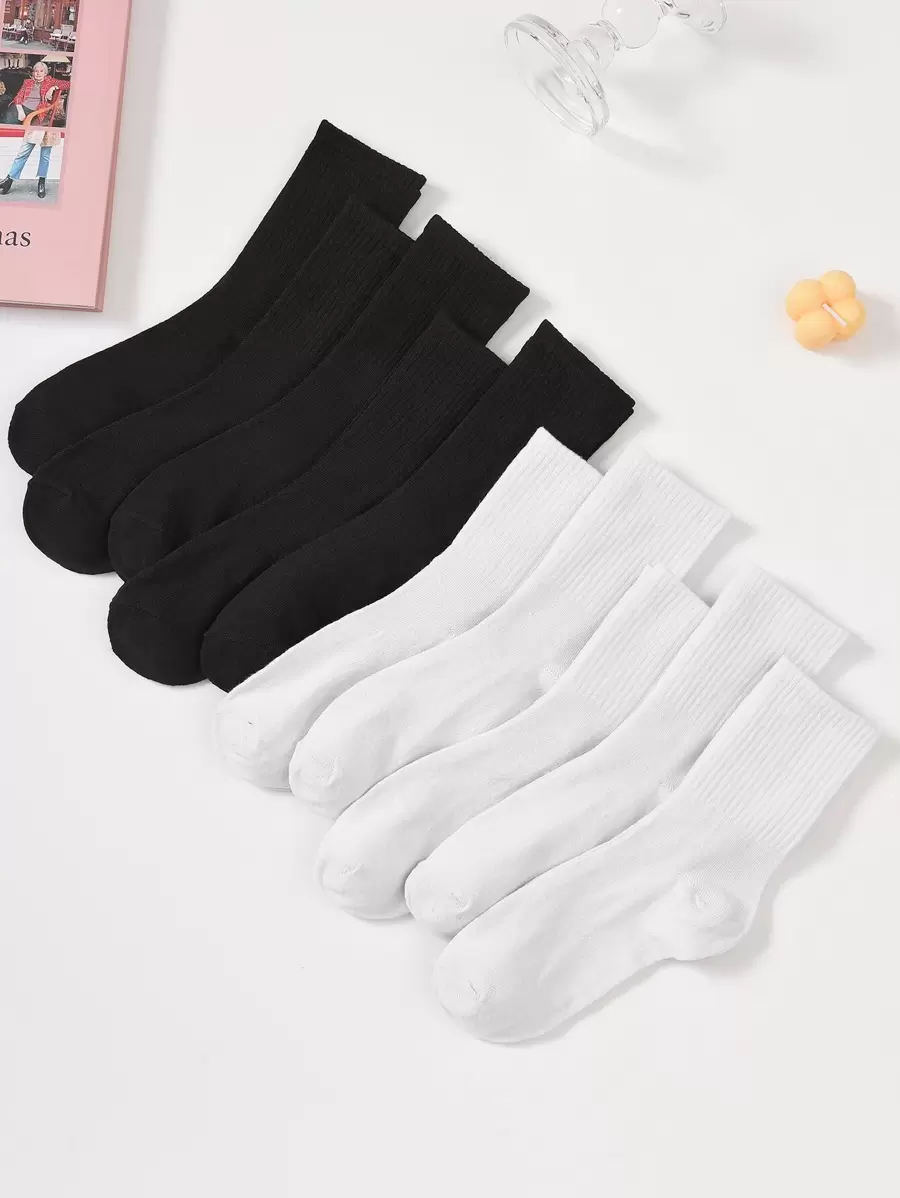 10pairs Solid Crew Socks, Fall Socks | SHEIN USA