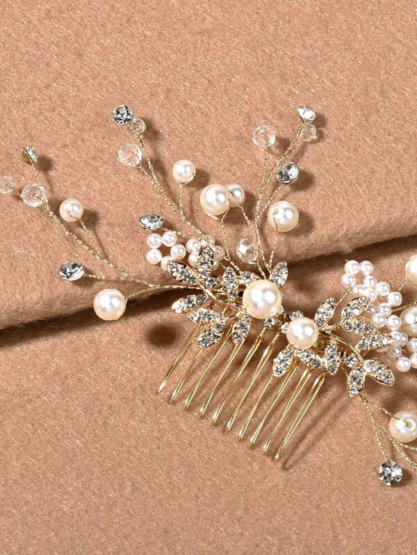 Faux Pearl & Rhinestone Decor Wedding Hair Pin | SHEIN UK
