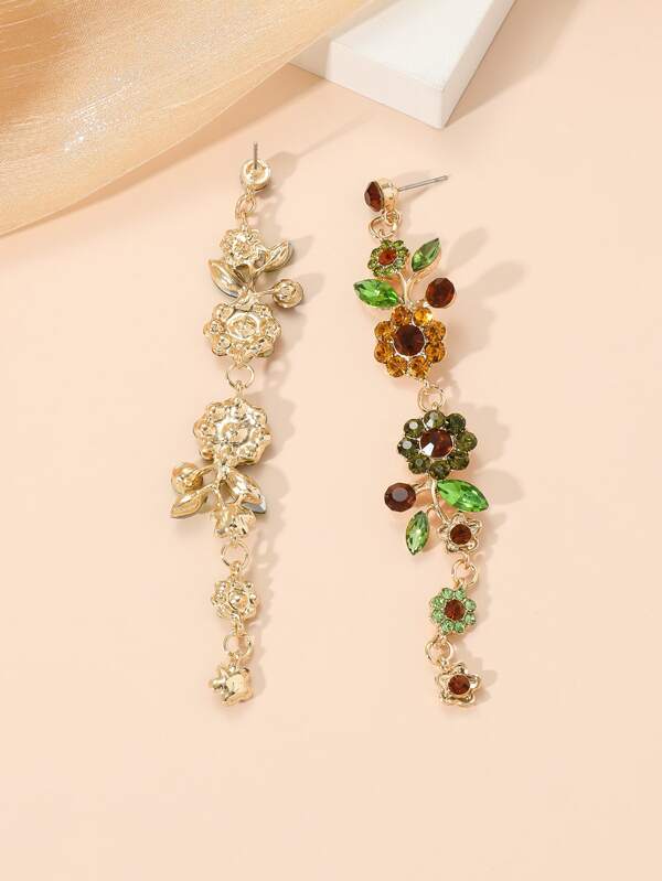 Rhinestone Flower Decor Drop Earrings | SHEIN UK